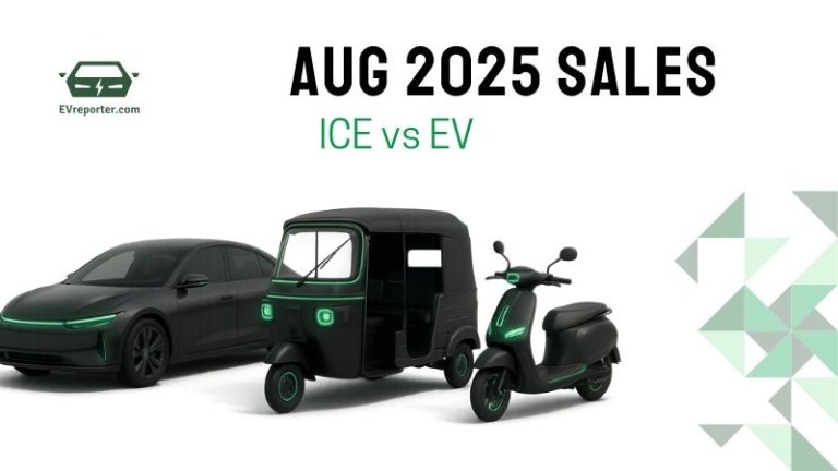 India ICE vs EV sales | For top 2W, 3W, 4W OEMs in August 2025 • EVreporter